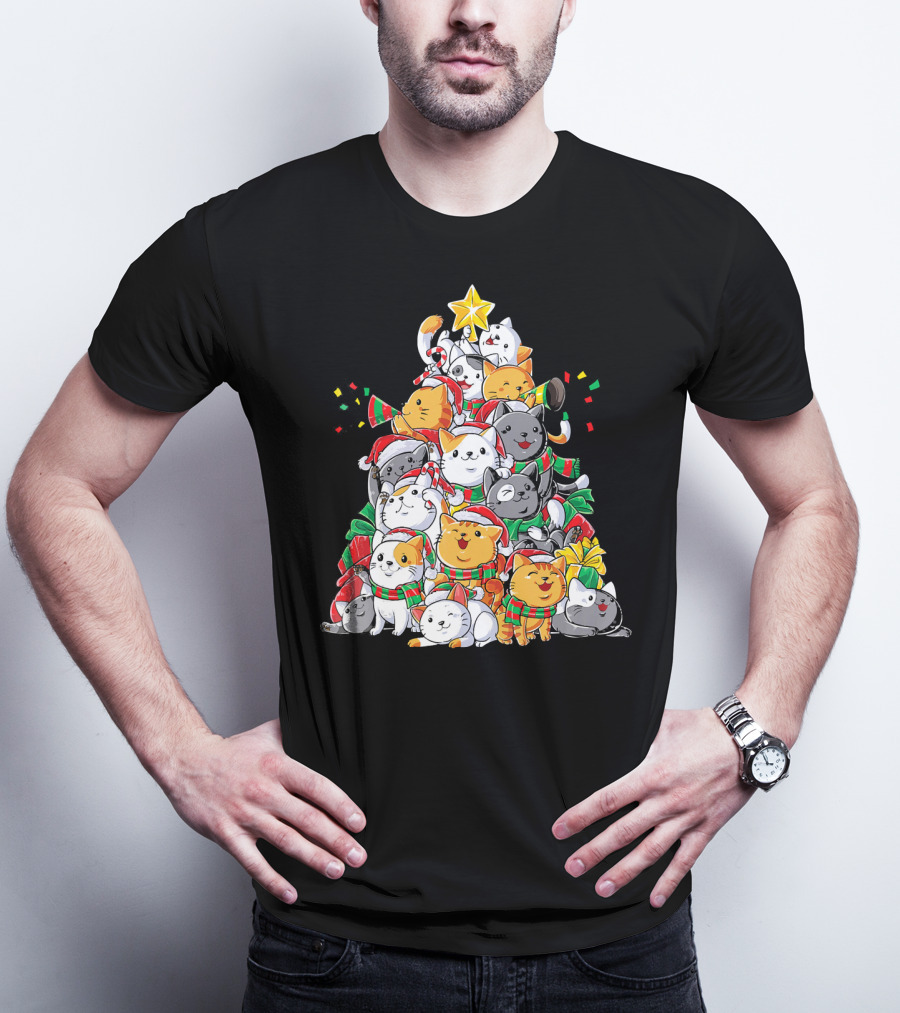Cat Christmas Tree Meowy Catmas T-Shirt