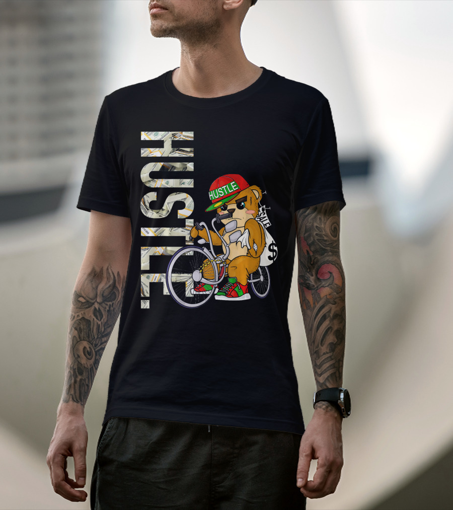 Hustle Teddy Dollar Shades Cap Low Rider Bike T-Shirt