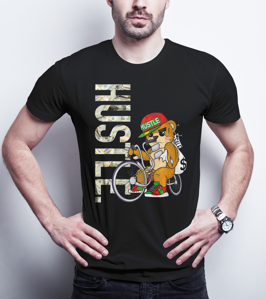 Hustle Teddy Dollar Shades Cap Low Rider Bike T-Shirt