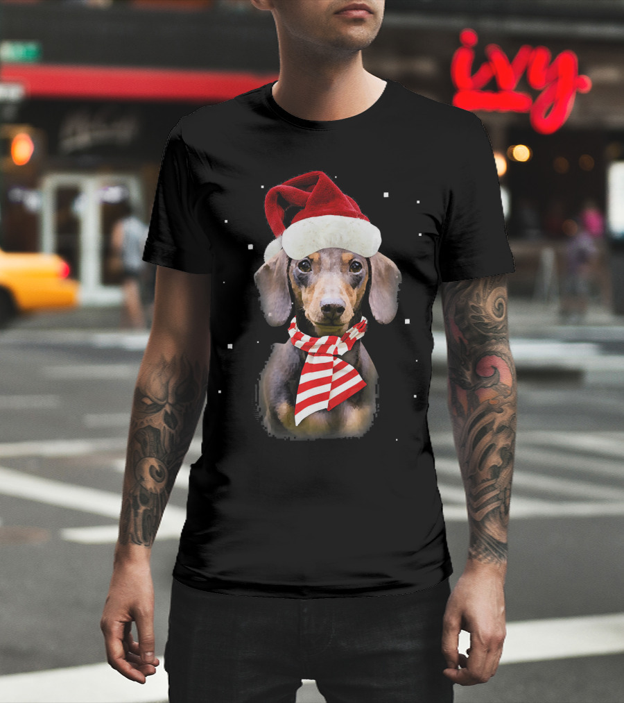 Dachshund Santa Merry Xmas Christmas Sno帽 T-Shirt