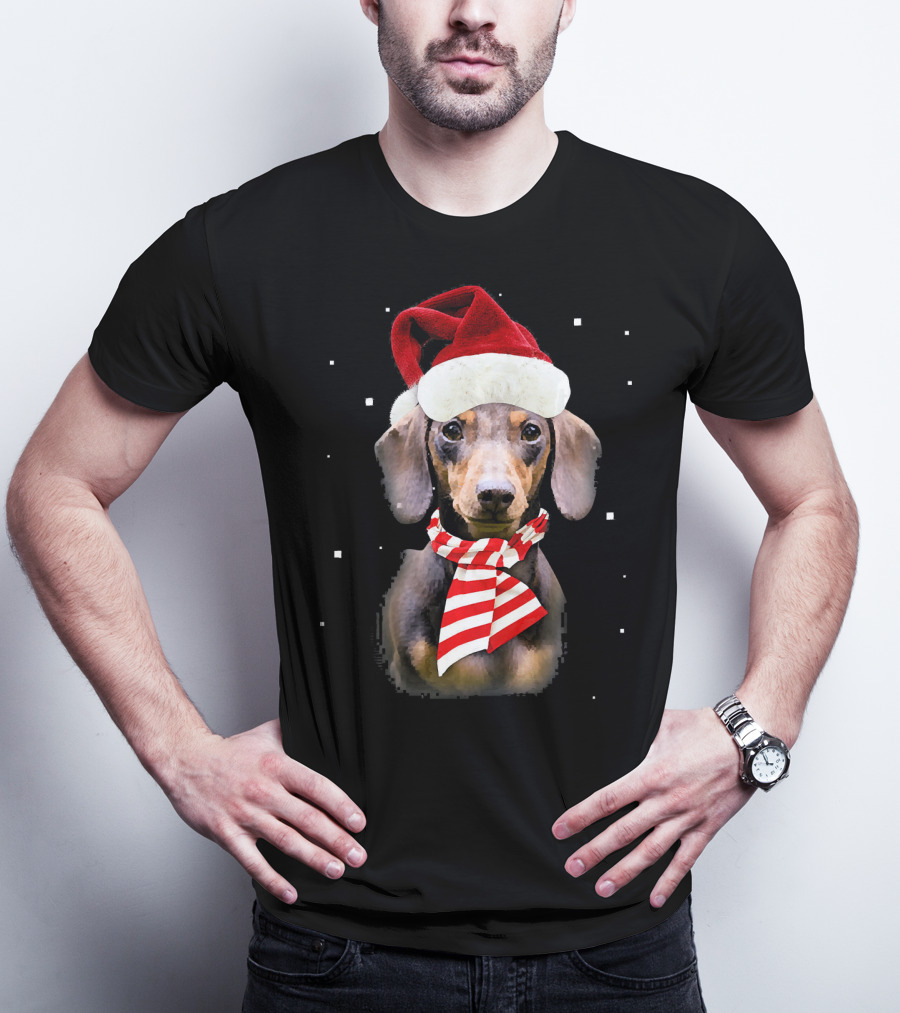 Dachshund Santa Merry Xmas Christmas Sno帽 T-Shirt