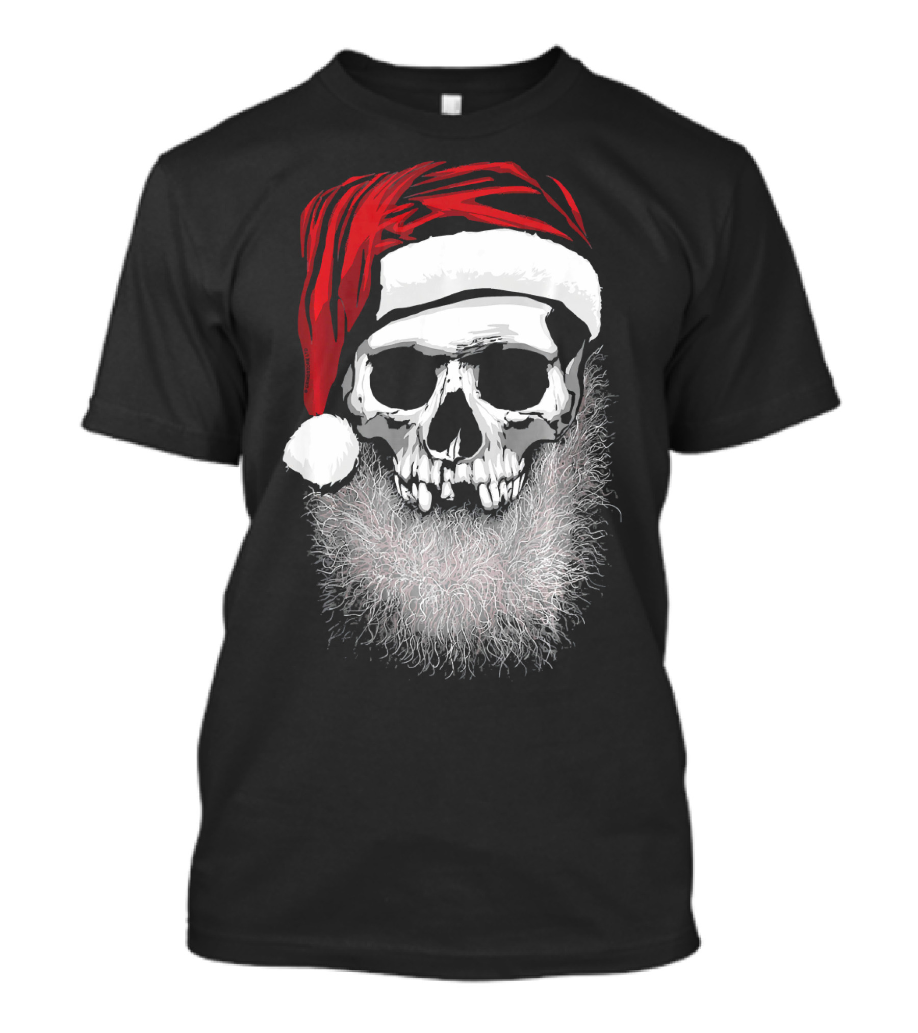 Muerto Father Christmas Skull Santa Hat Beard T-Shirt