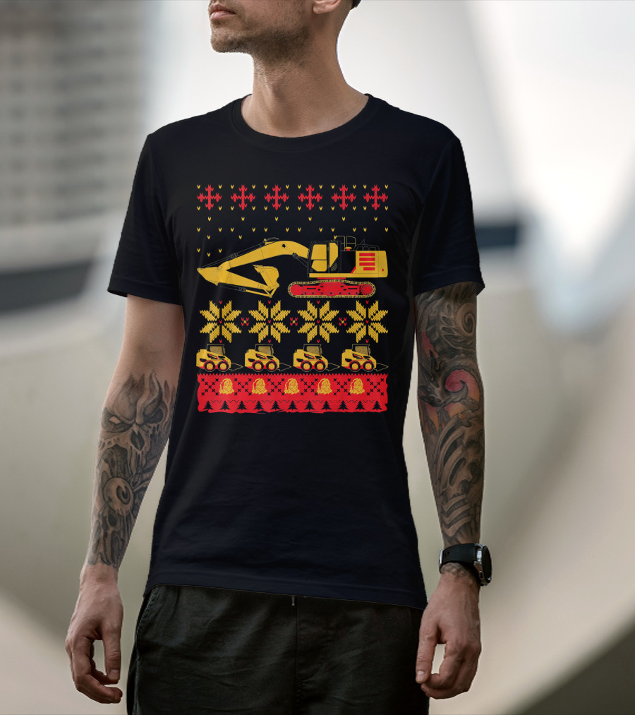 Construction Excavator Christmas T-Shirt