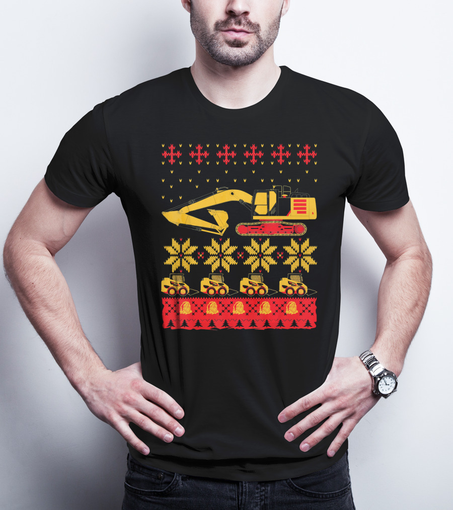 Construction Excavator Christmas T-Shirt