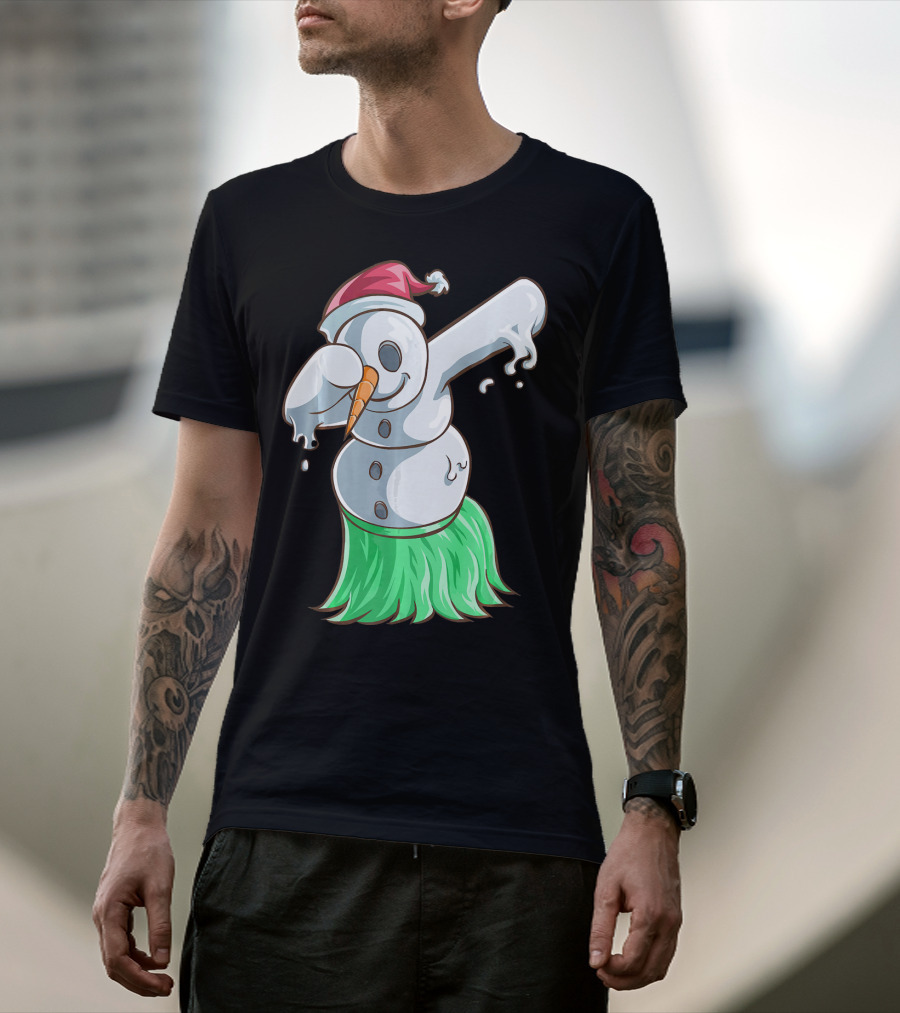 Christmas In July Dabbing Snowman Tropical Hula Dance T-Shirt