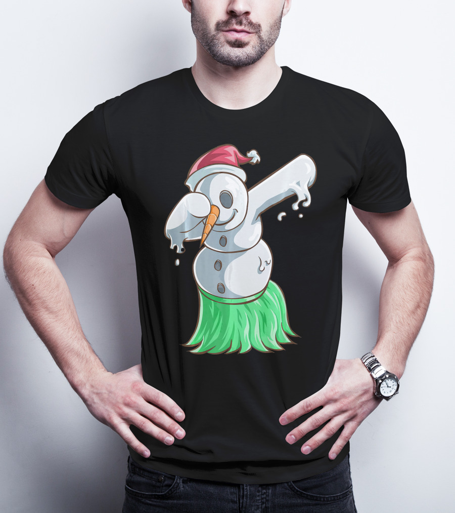 Christmas In July Dabbing Snowman Tropical Hula Dance T-Shirt