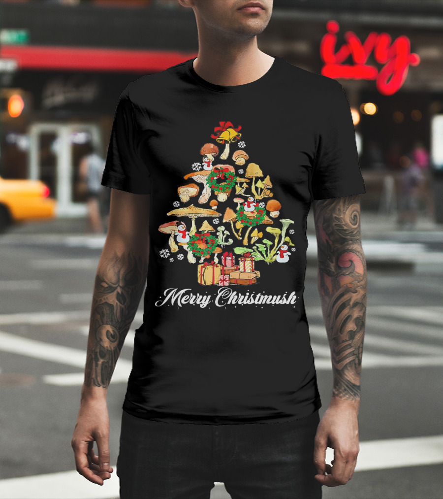 Merry Christmush Mushroom Christmas Tree T-Shirt