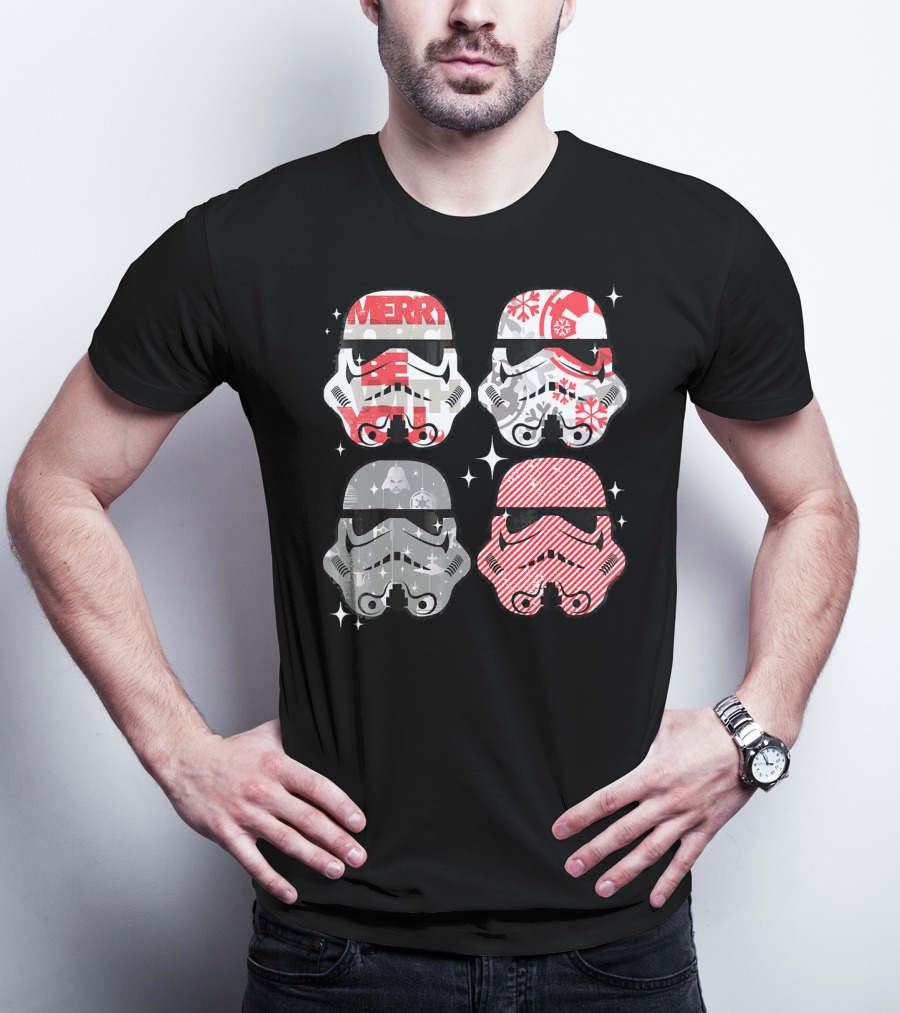 Star Wars Merry Troopers Christmas Snowflakes And Stripes T-Shirt