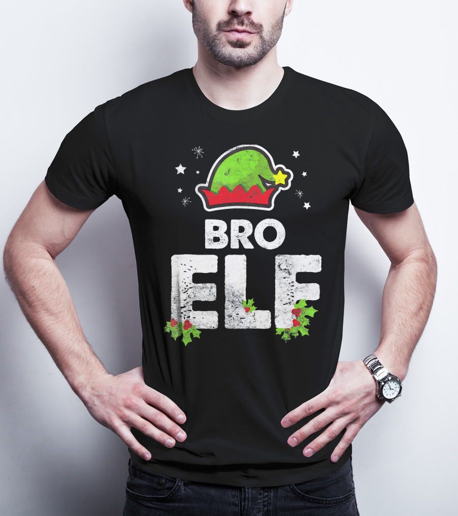 Bro Elf Christmas Family Brother Matching Holiday T-Shirt