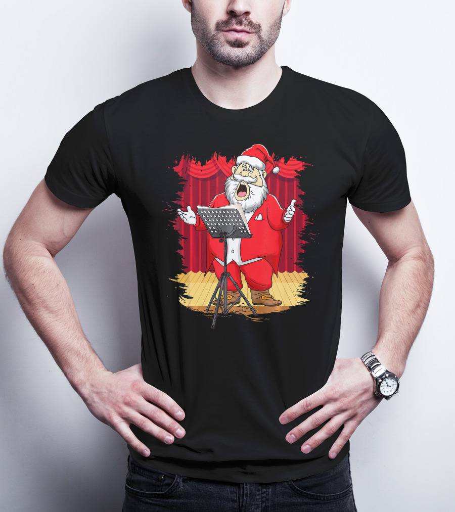 Christmas Santa Opera Singer Funny Stage Performance T-Shirt