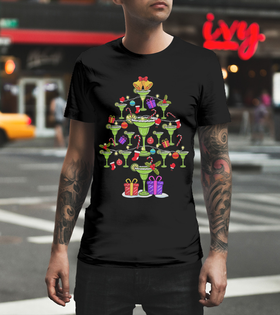 Margarita Christmas Tree With Mexican Holiday Decorations T-Shirt