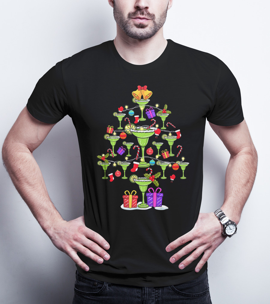 Margarita Christmas Tree With Mexican Holiday Decorations T-Shirt