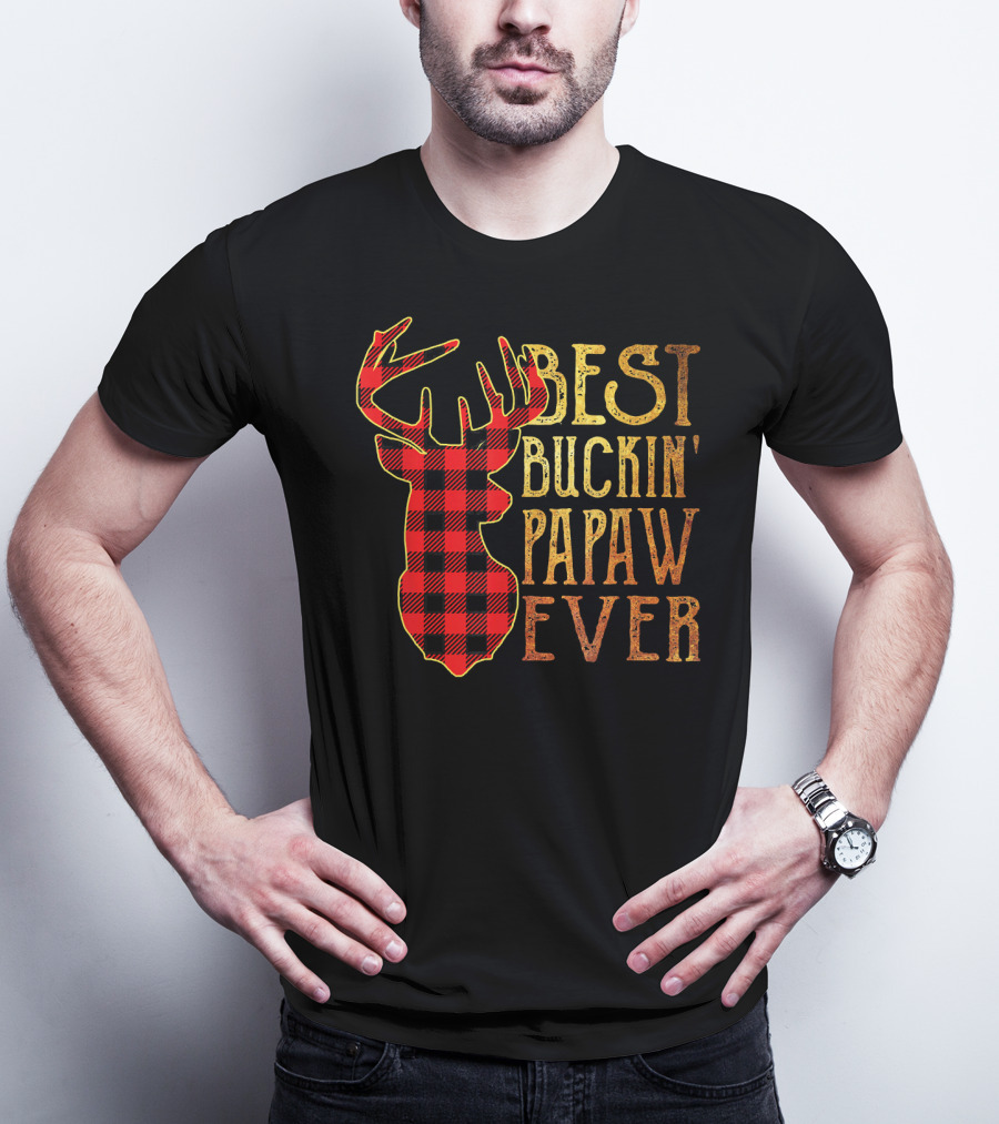 Best Buckin' Papaw Ever Reindeer Plaid T-Shirt
