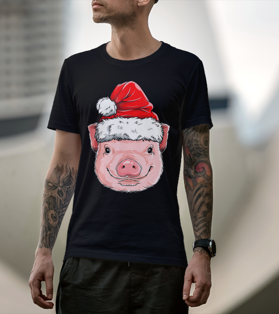 Pig Santa Christmas Santa Hat T-Shirt