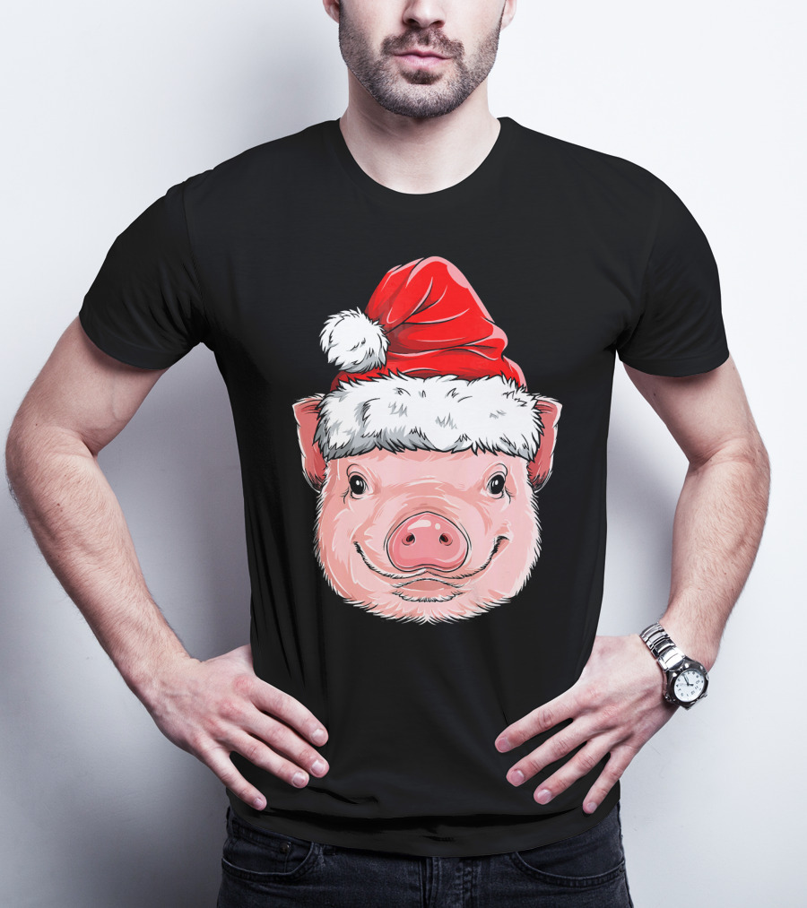 Pig Santa Christmas Santa Hat T-Shirt