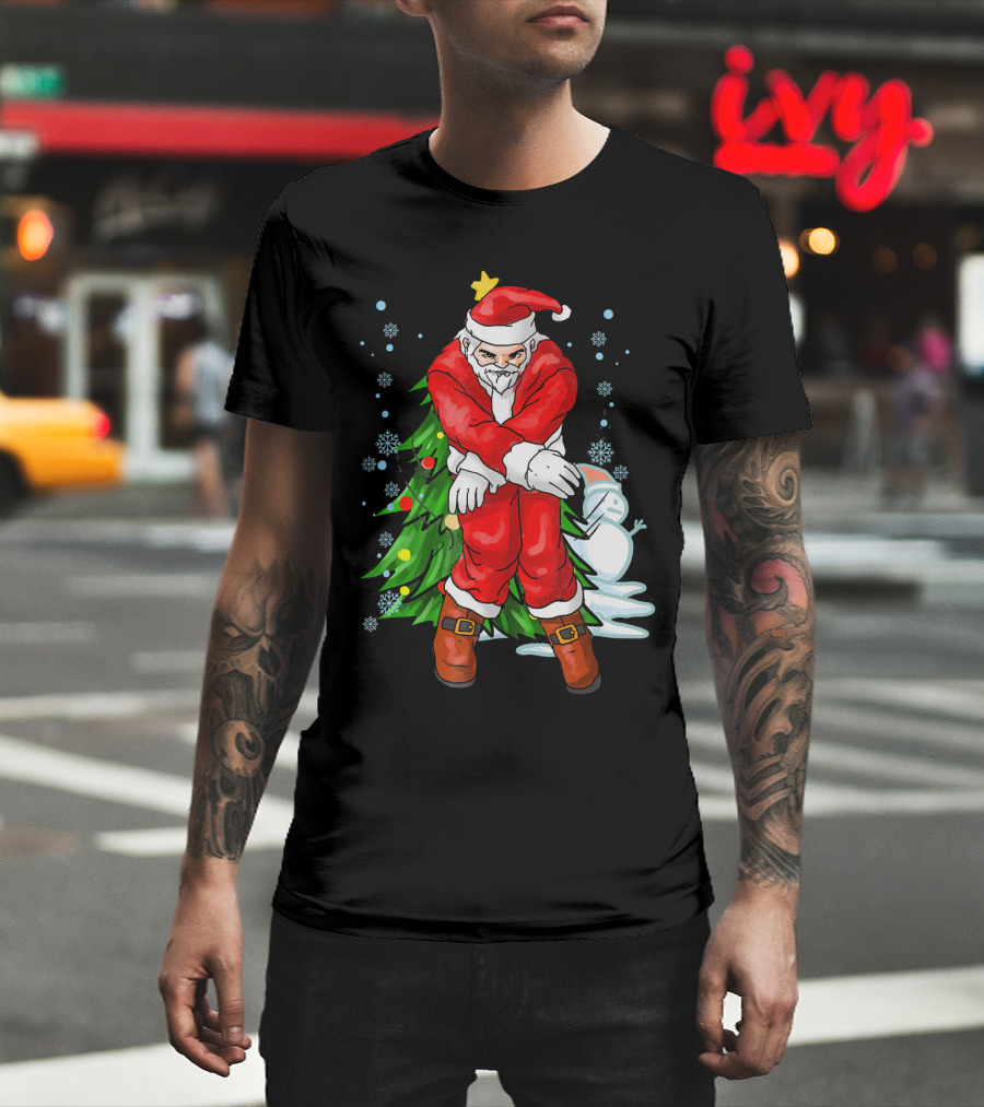 Santa Claus Funny Dance Holiday Christmas Tree Snowman T-Shirt