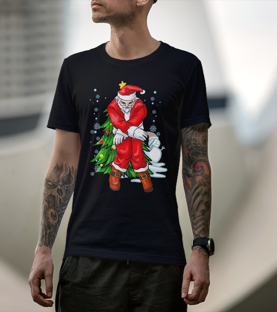 Santa Claus Funny Dance Holiday Christmas Tree Snowman T-Shirt