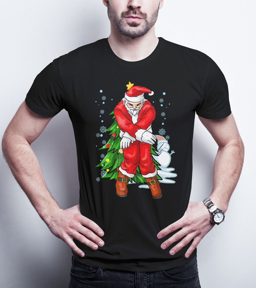 Santa Claus Funny Dance Holiday Christmas Tree Snowman T-Shirt