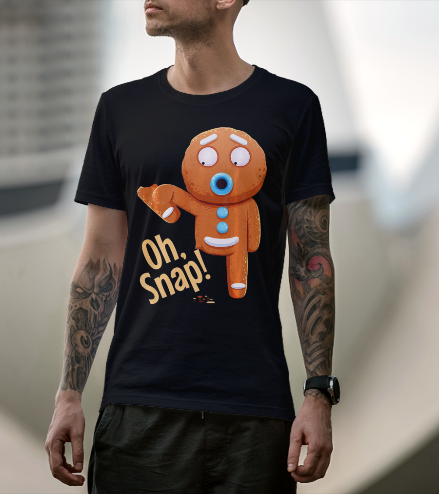 Oh Snap Gingerbread Cookie Cartoon With Missing Leg And Shocked Expression T-Shirt