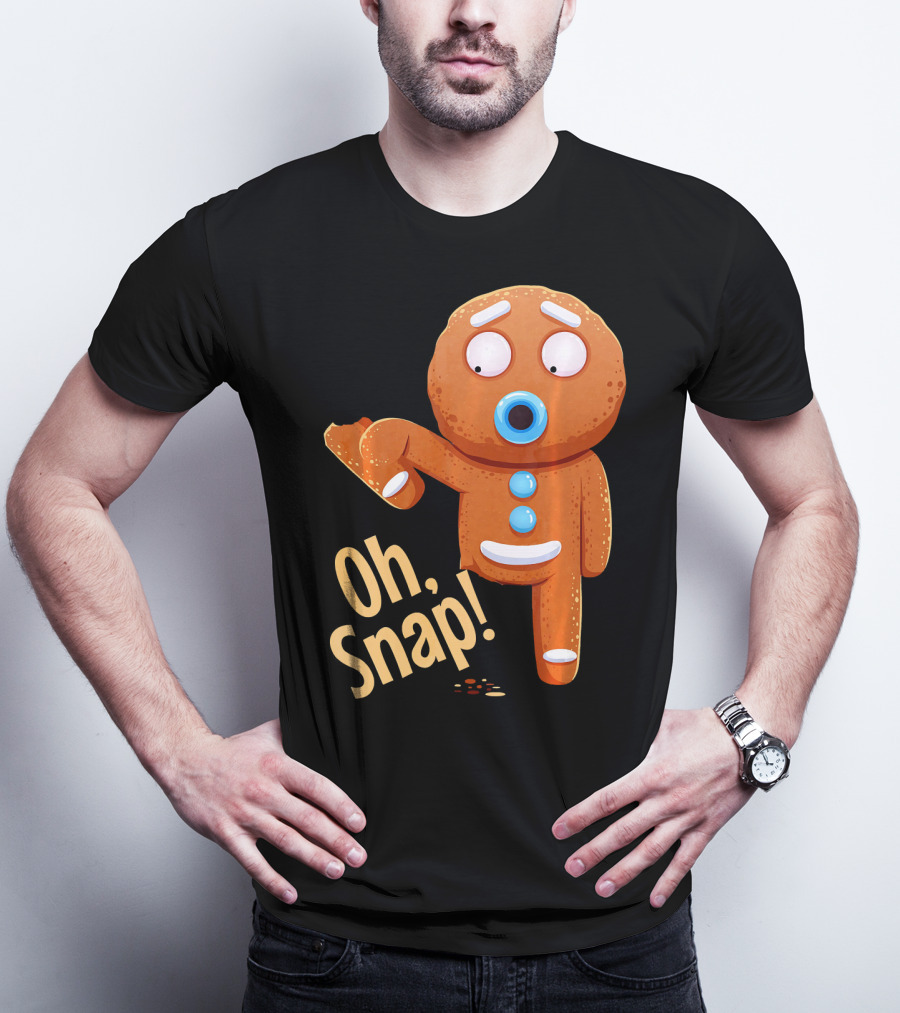 Oh Snap Gingerbread Cookie Cartoon With Missing Leg And Shocked Expression T-Shirt