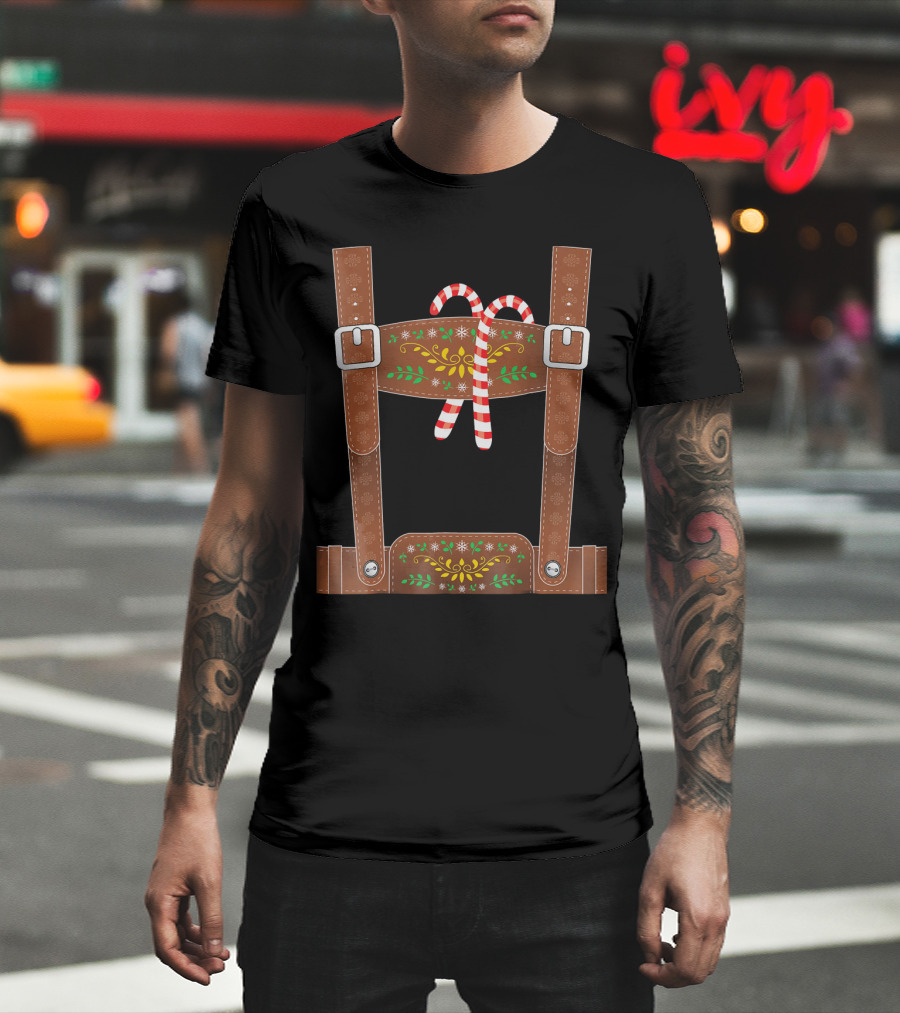 Christmas Elf Lederhosen Candy Cane T-Shirt