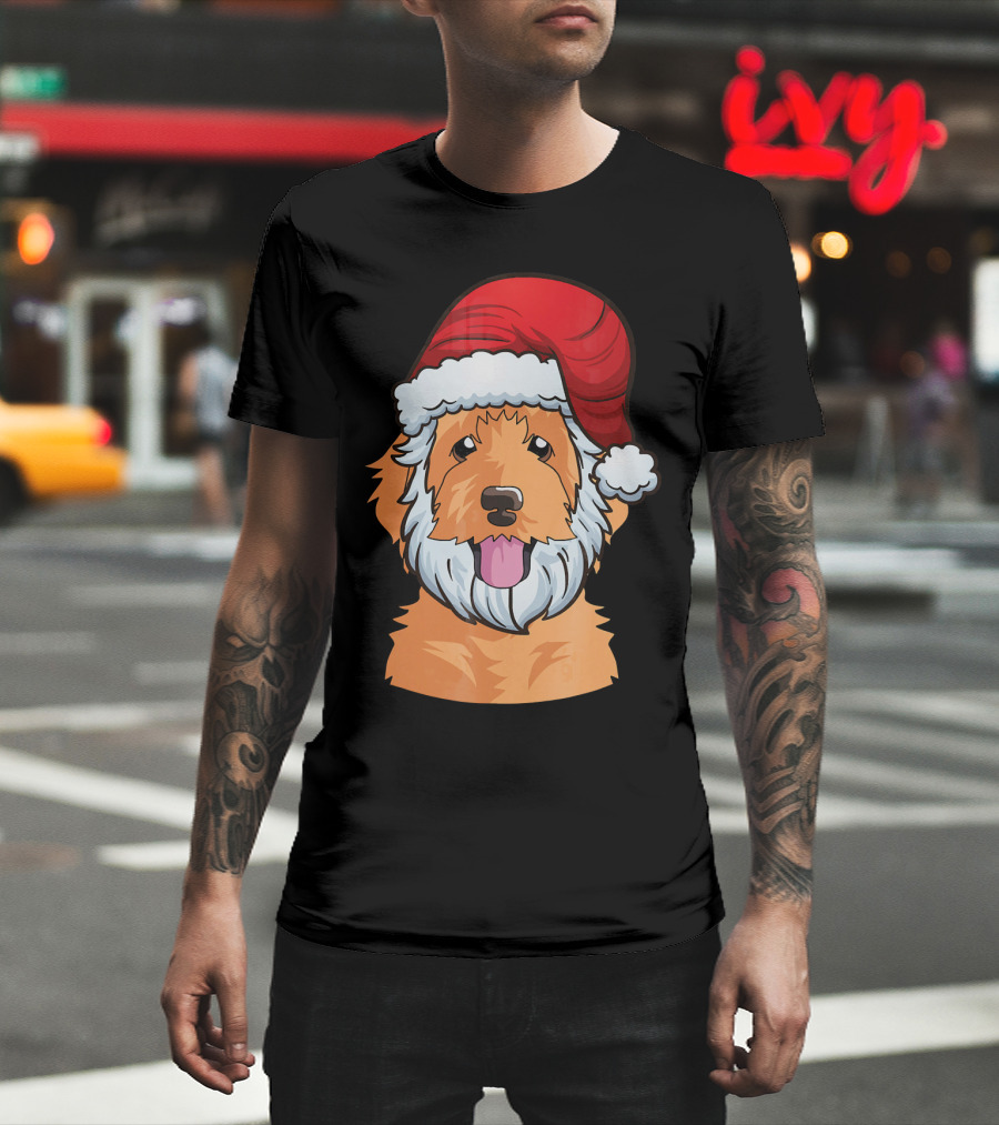 Golden Doodle Funny Santa Claus Dog Holiday Humor T-Shirt