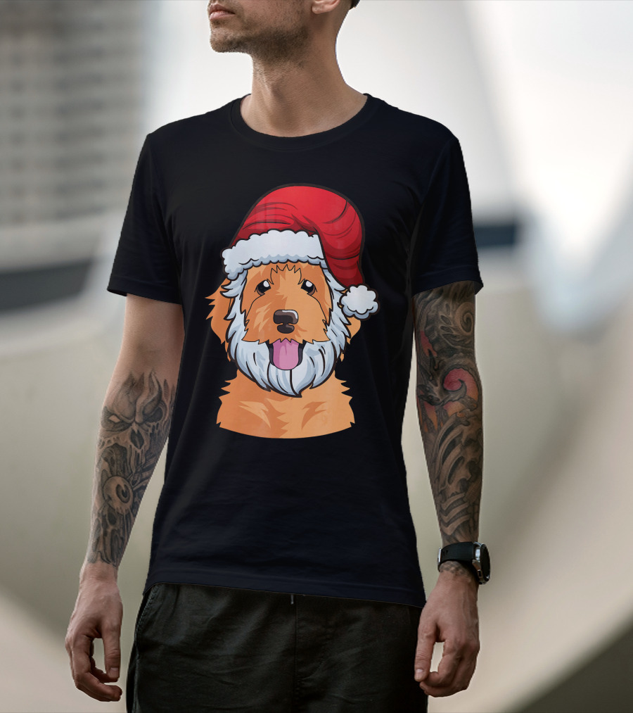 Golden Doodle Funny Santa Claus Dog Holiday Humor T-Shirt