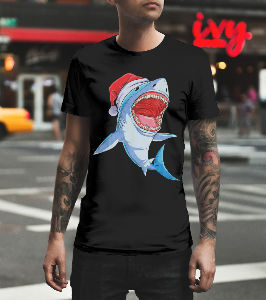 Christmas Kids Santa Shark T-Shirt