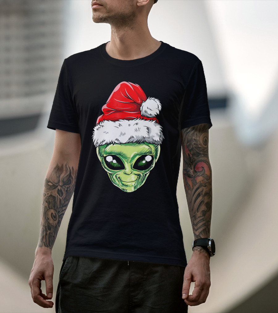 Alien Santa Christmas Hat T-Shirt