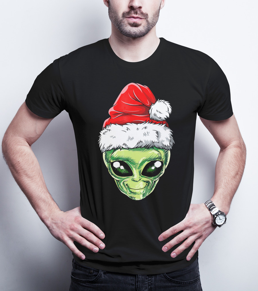 Alien Santa Christmas Hat T-Shirt