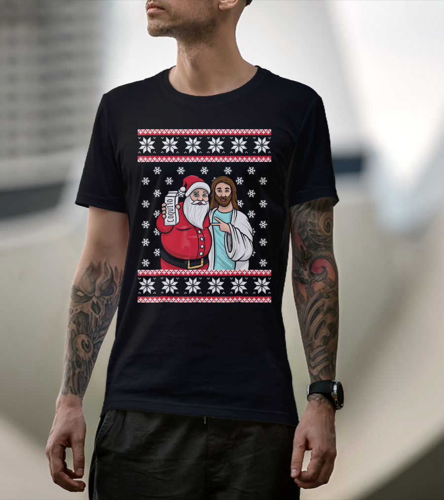 Christmas Drinking Party Santa Jesus Cheers Coq T-Shirt