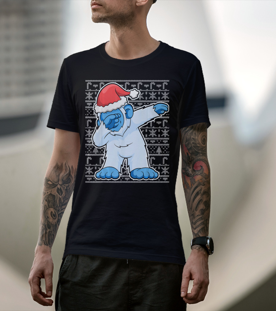 Dabbing Christmas Bigfoot Santa Abominable Snowman T-Shirt