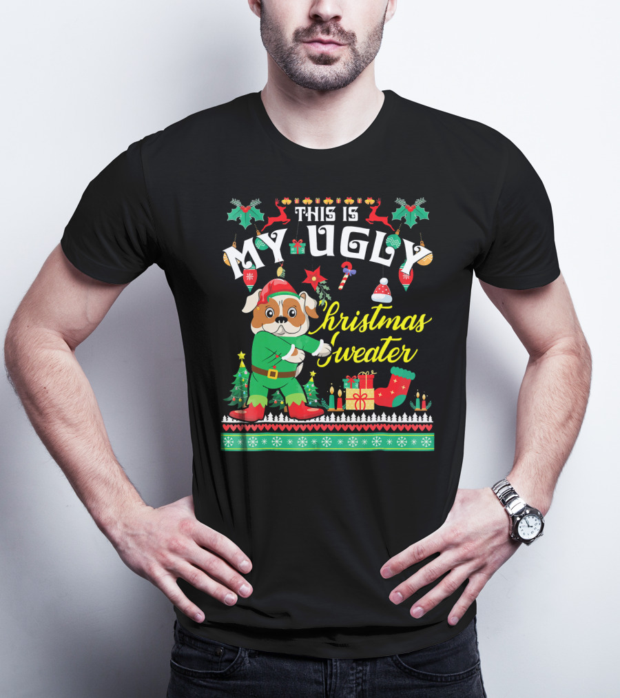 This Is My Ugly Christmas Sweater English Bulldog T-Shirt