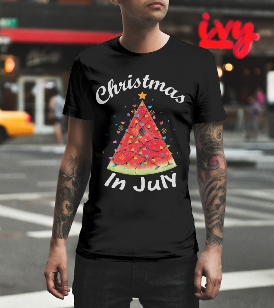 Christmas In July Watermelon Tree Lights T-Shirt