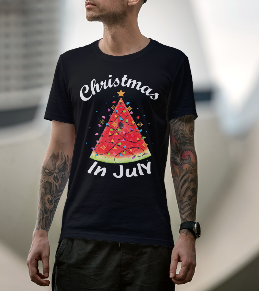 Christmas In July Watermelon Tree Lights T-Shirt