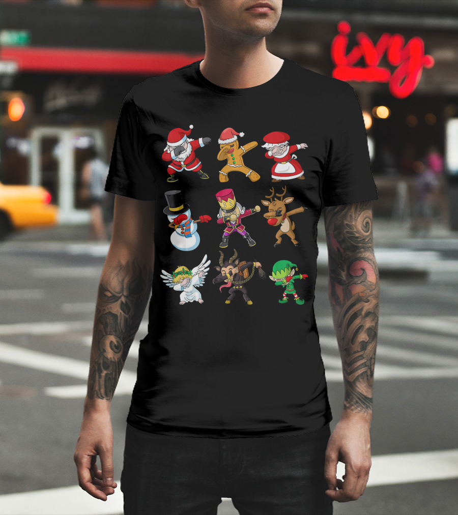Christmas Dabbing Squad Santa Gingerbread Mrs. Claus Snowman Nutcracker Reindeer Angel Krampus Elf T-Shirt