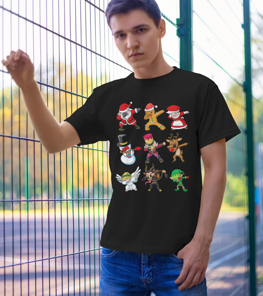 Christmas Dabbing Squad Santa Gingerbread Mrs. Claus Snowman Nutcracker Reindeer Angel Krampus Elf T-Shirt