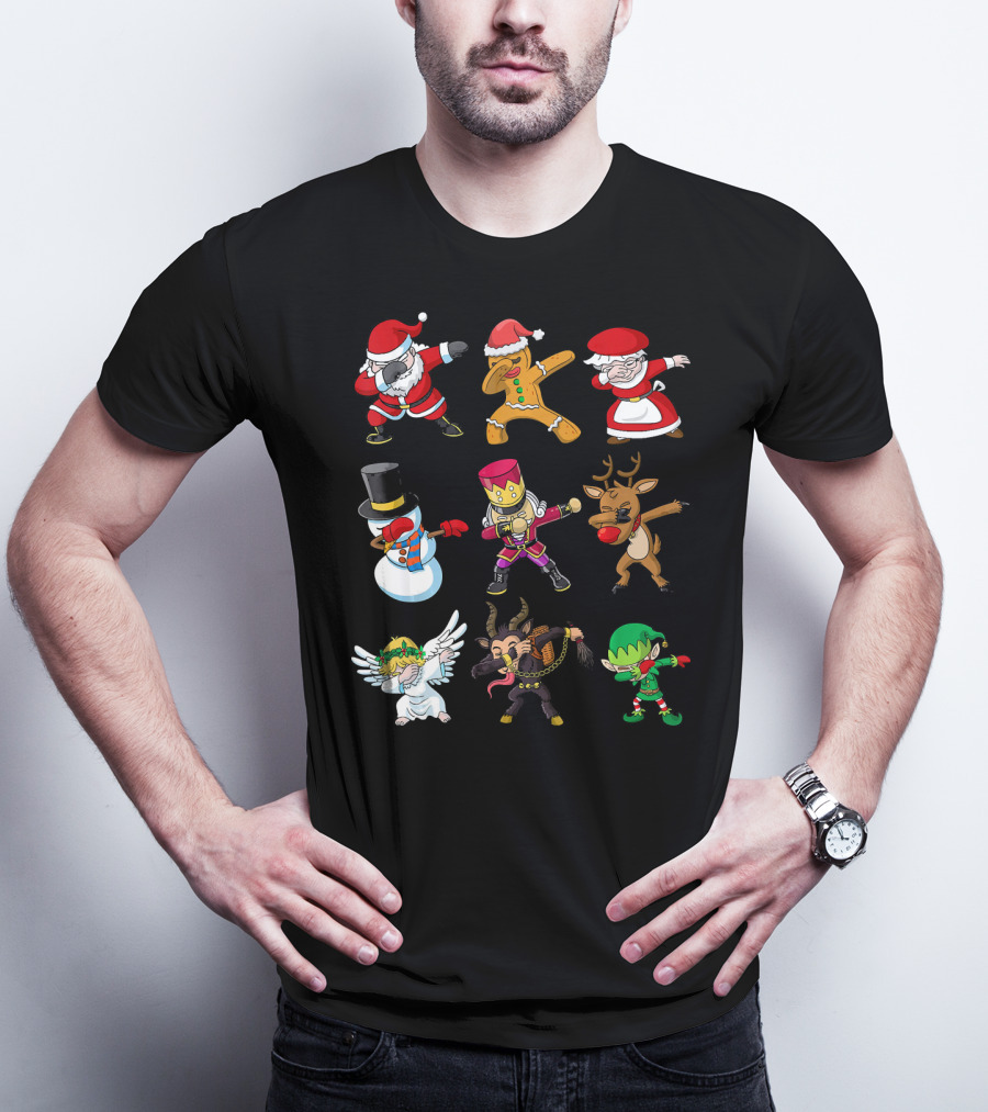 Christmas Dabbing Squad Santa Gingerbread Mrs. Claus Snowman Nutcracker Reindeer Angel Krampus Elf T-Shirt