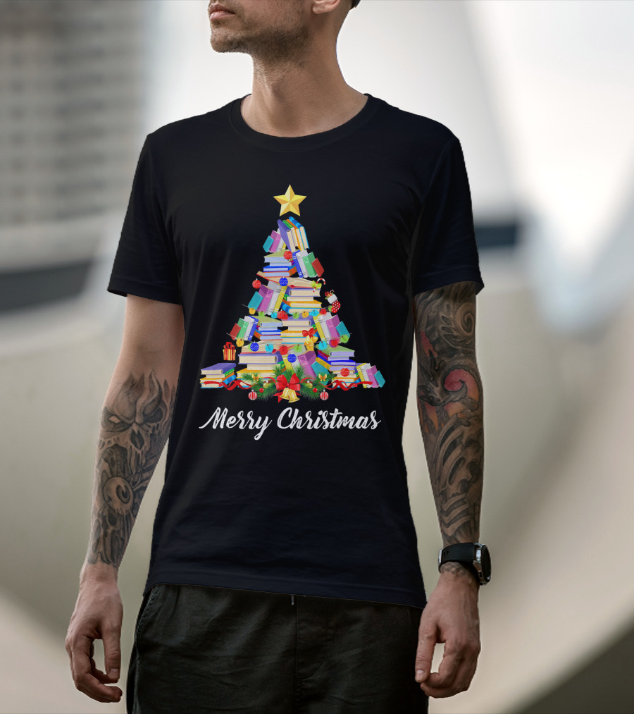Merry Christmas Books Tree T-Shirt