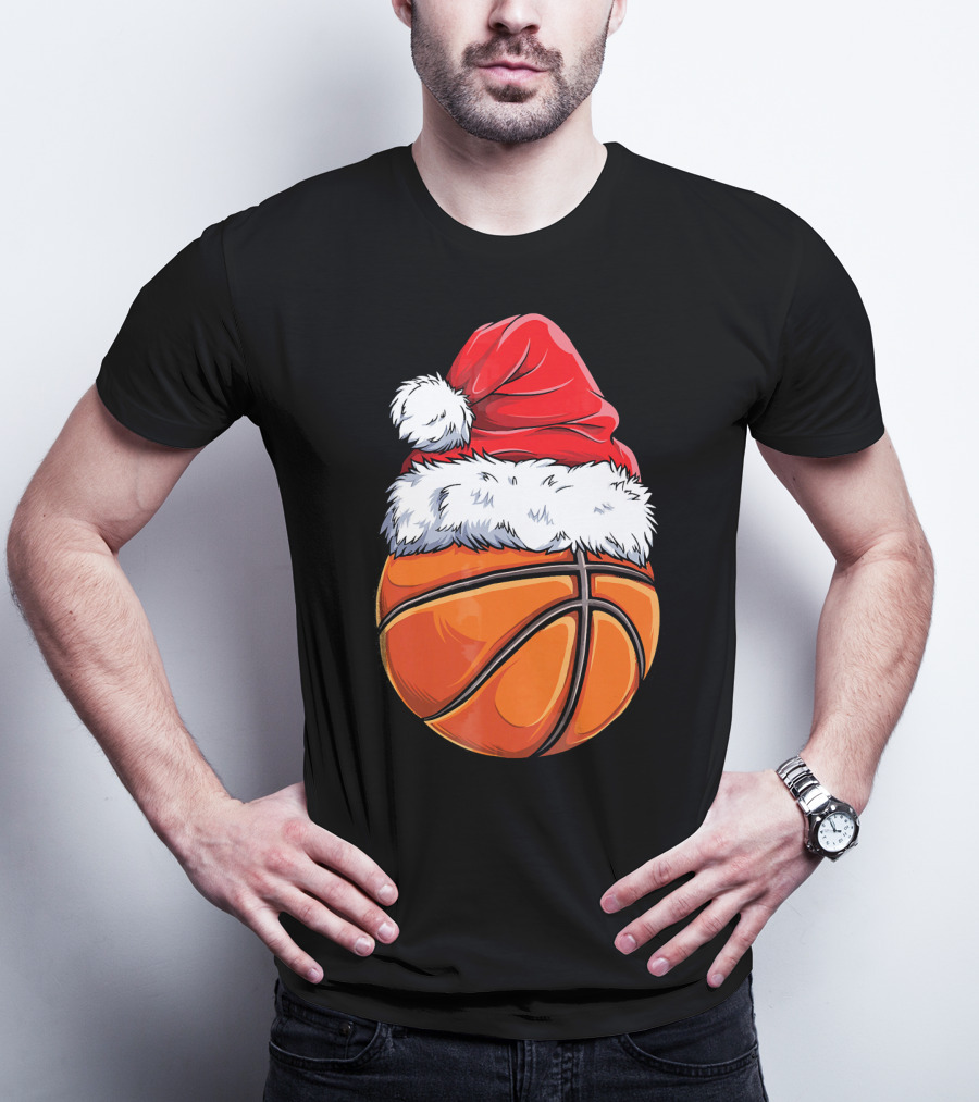 Basketball Santa Hat T-Shirt