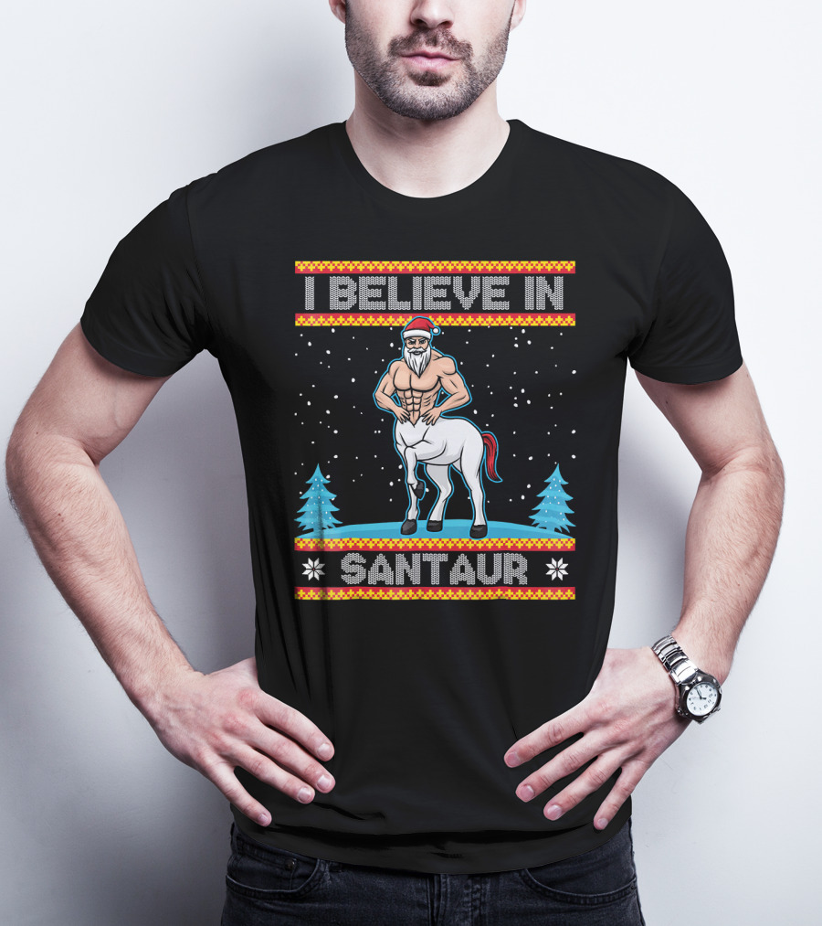 I Believe In Santaur Santa Centaur Christmas T-Shirt