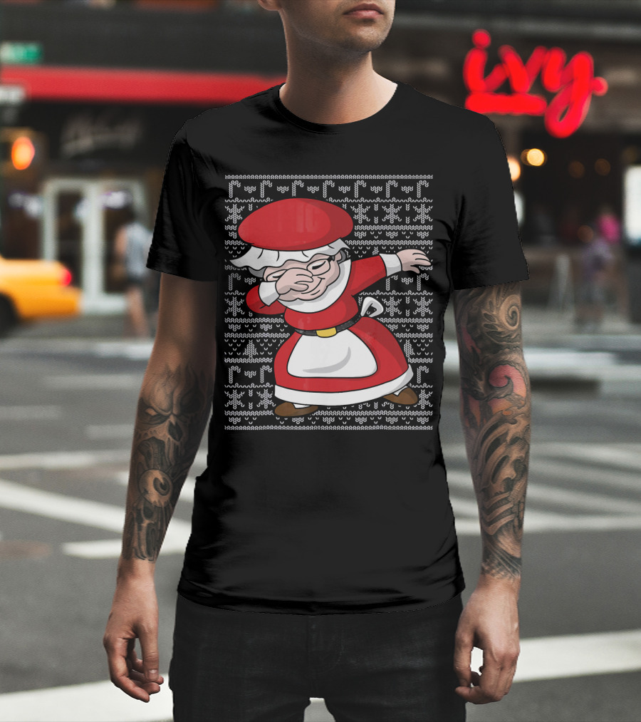 Dabbing Mrs Claus Ugly Christmas T-Shirt