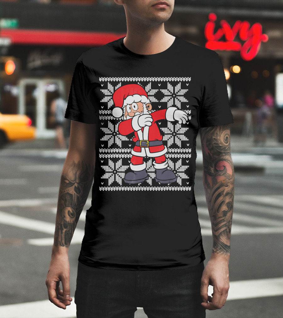 UGLY CHRISTMAS Dabbing Santa Dab Snowflake T-Shirt