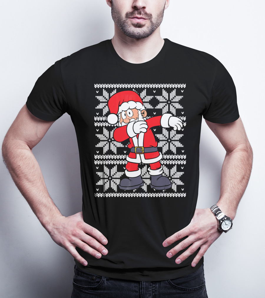 UGLY CHRISTMAS Dabbing Santa Dab Snowflake T-Shirt