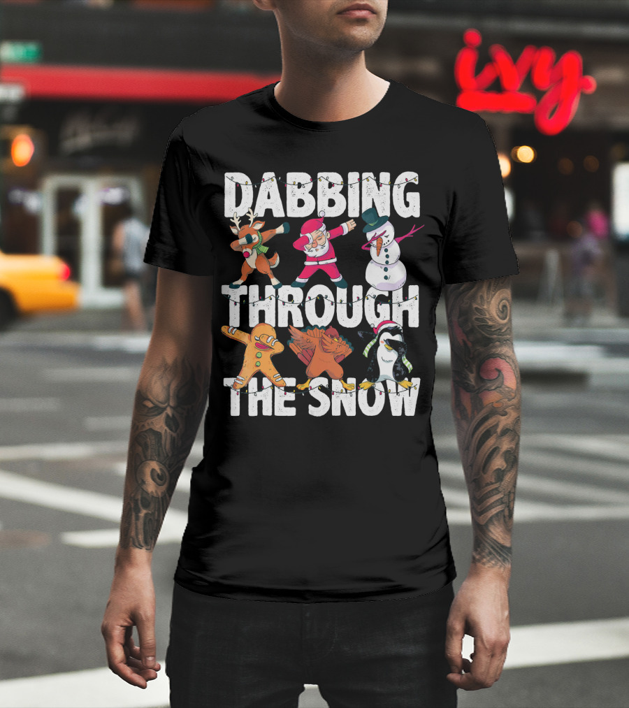 Dabbing Through The Snow Christmas Santa Friends Dabbing T-Shirt