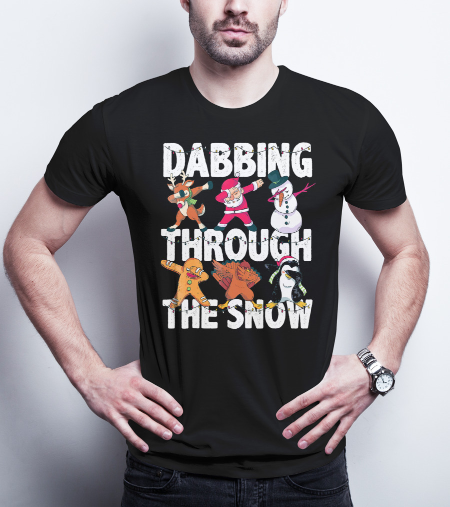 Dabbing Through The Snow Christmas Santa Friends Dabbing T-Shirt