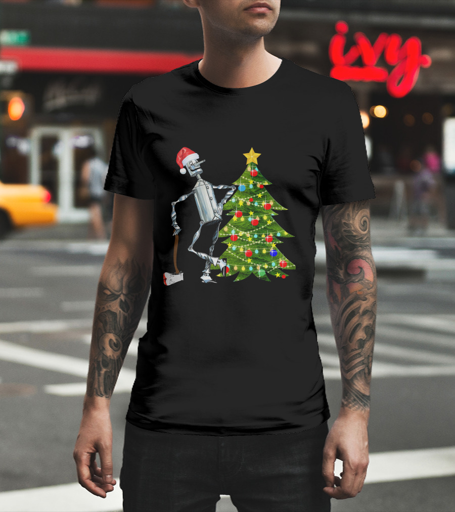 Tin Man Wizard Of Oz Santa Hat Christmas Tree T-Shirt