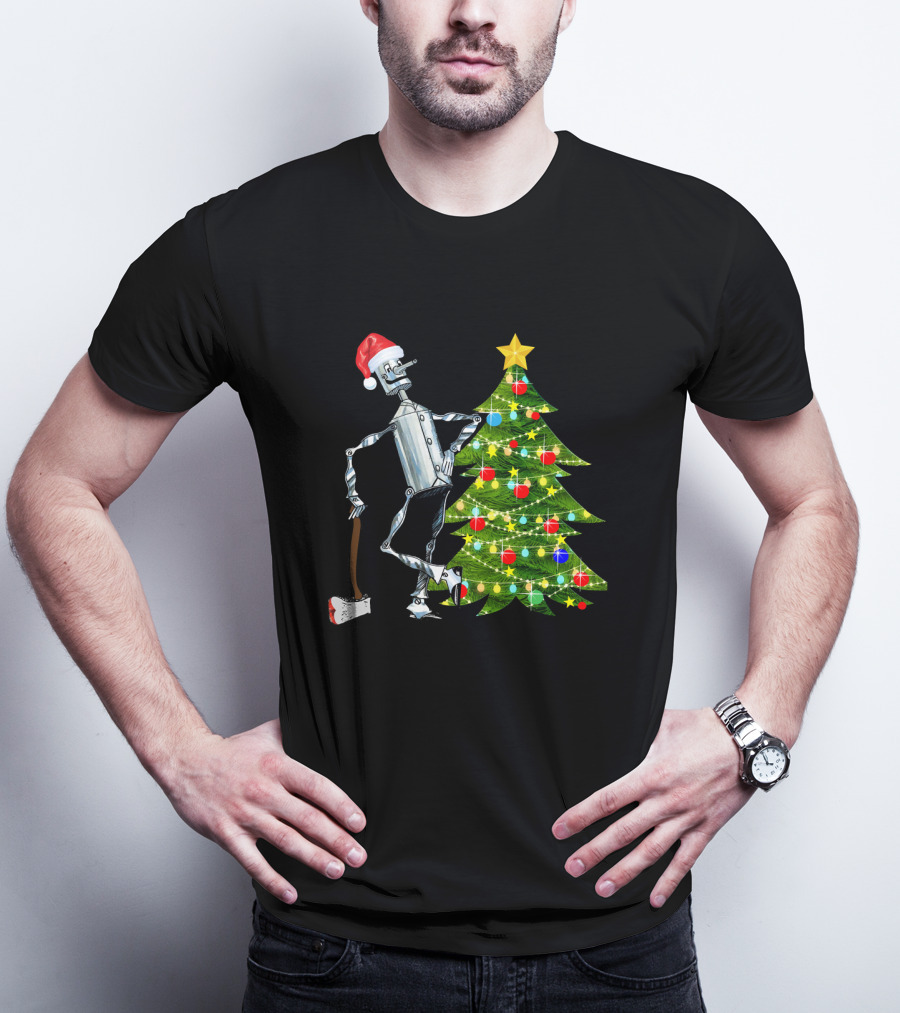 Tin Man Wizard Of Oz Santa Hat Christmas Tree T-Shirt