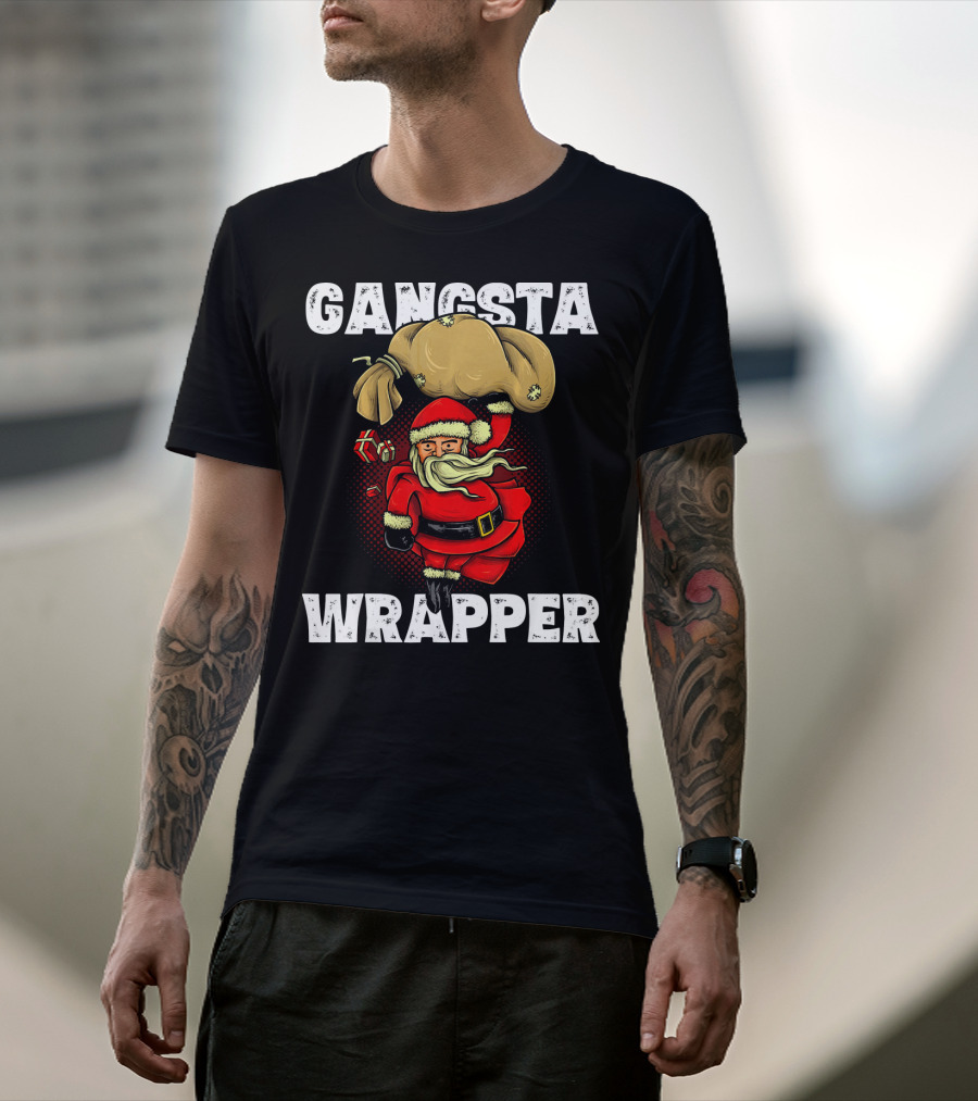 Gangsta Wrapper Santa With Sack And Gifts T-Shirt