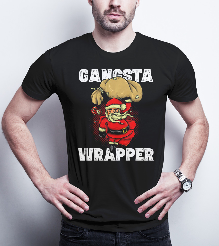 Gangsta Wrapper Santa With Sack And Gifts T-Shirt